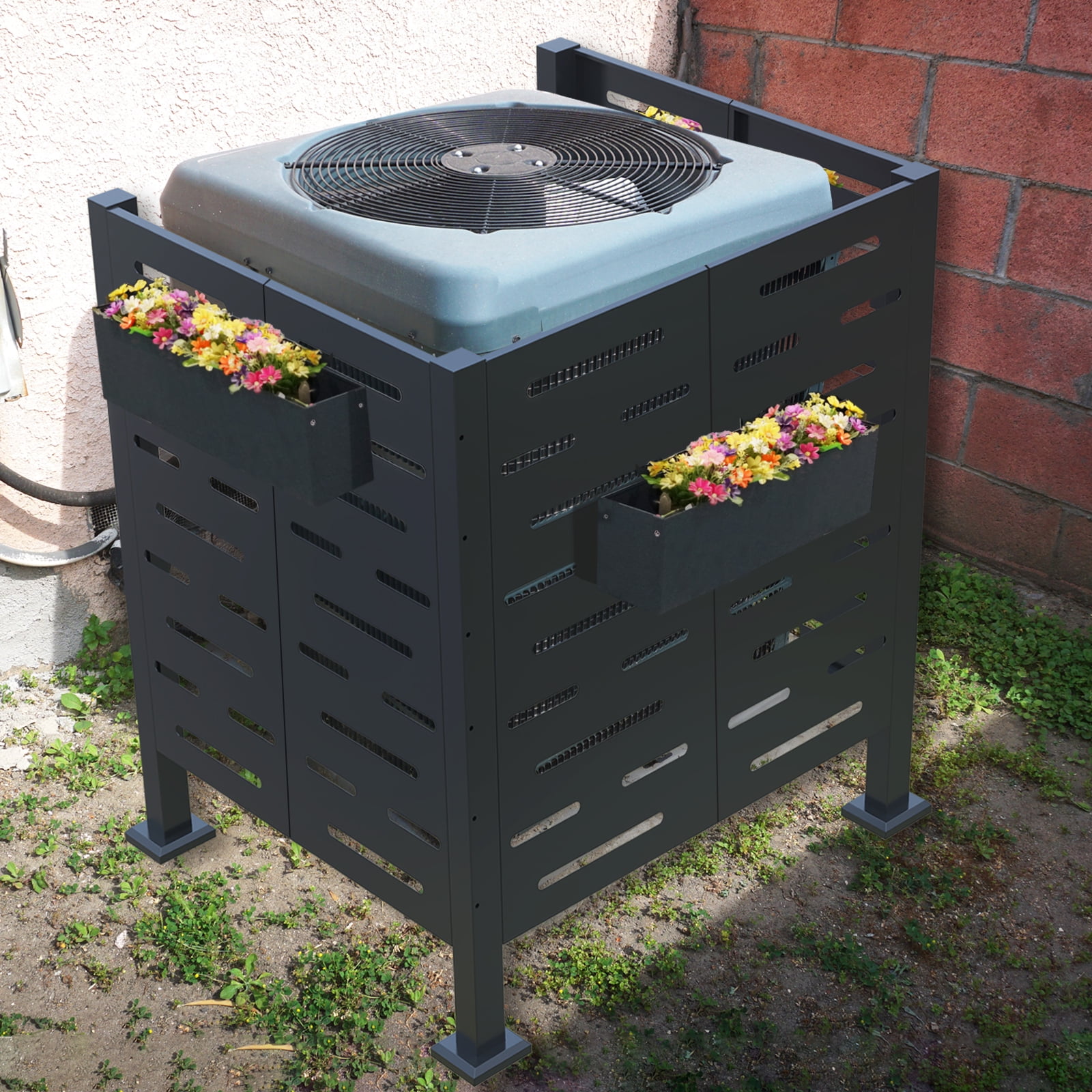 MIDODO Air Conditioner Fence - Trash Can Fence for Outside, Metal ...