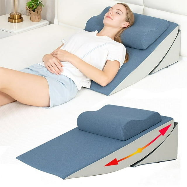 MIDODO Bed Wedge Pillow for Sleeping, 16-in-1 Adjustable Memory Foam ...