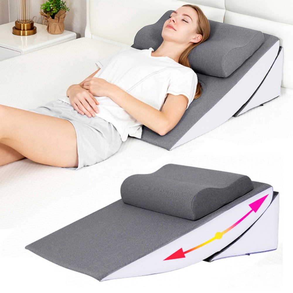 MIDODO Bed Wedge Pillow for Sleeping, 16-in-1 Incline Folding Memory ...