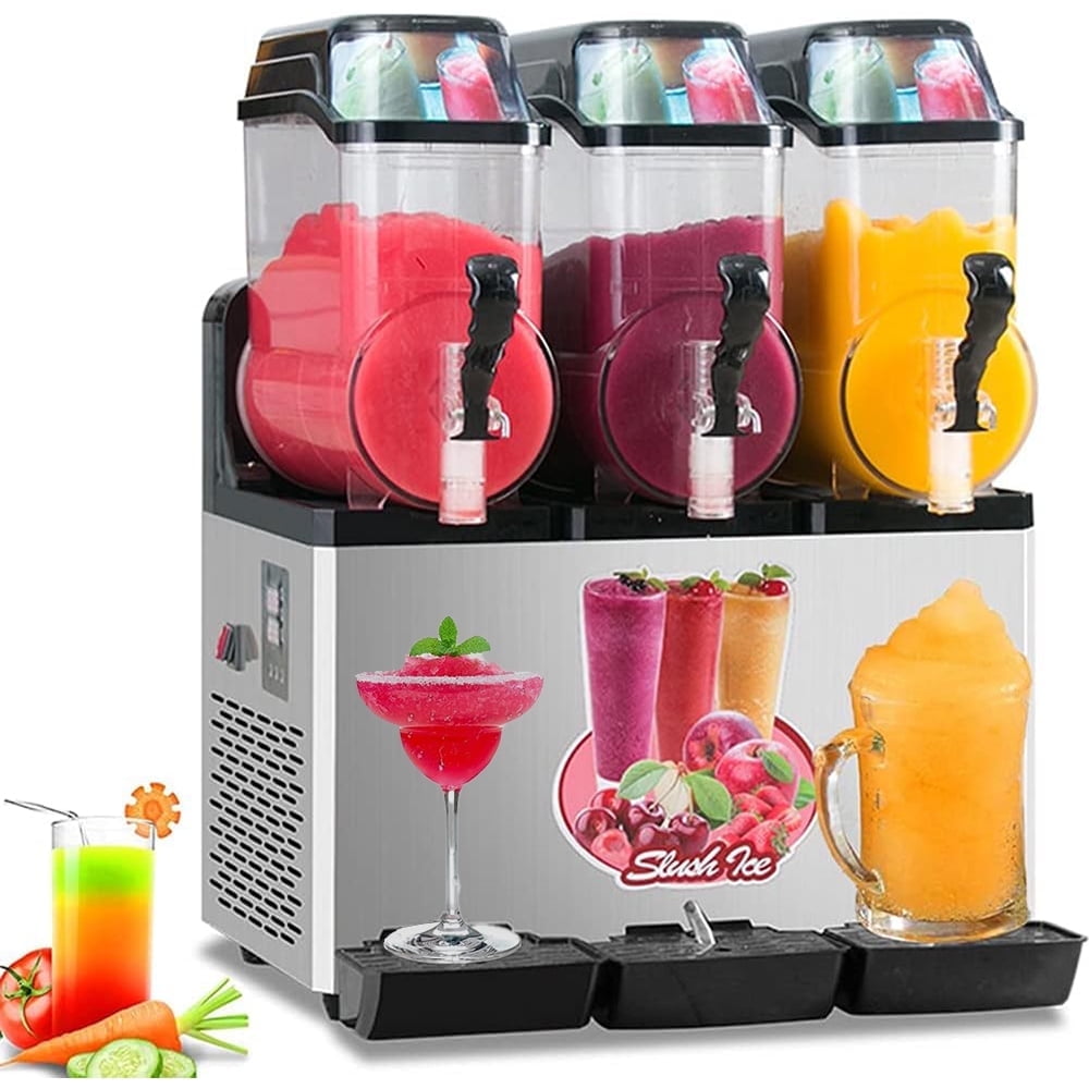 MIDODO Commercial Slushy Machine, 3x15 L Tank Frozen Drink Maker Slushy ...