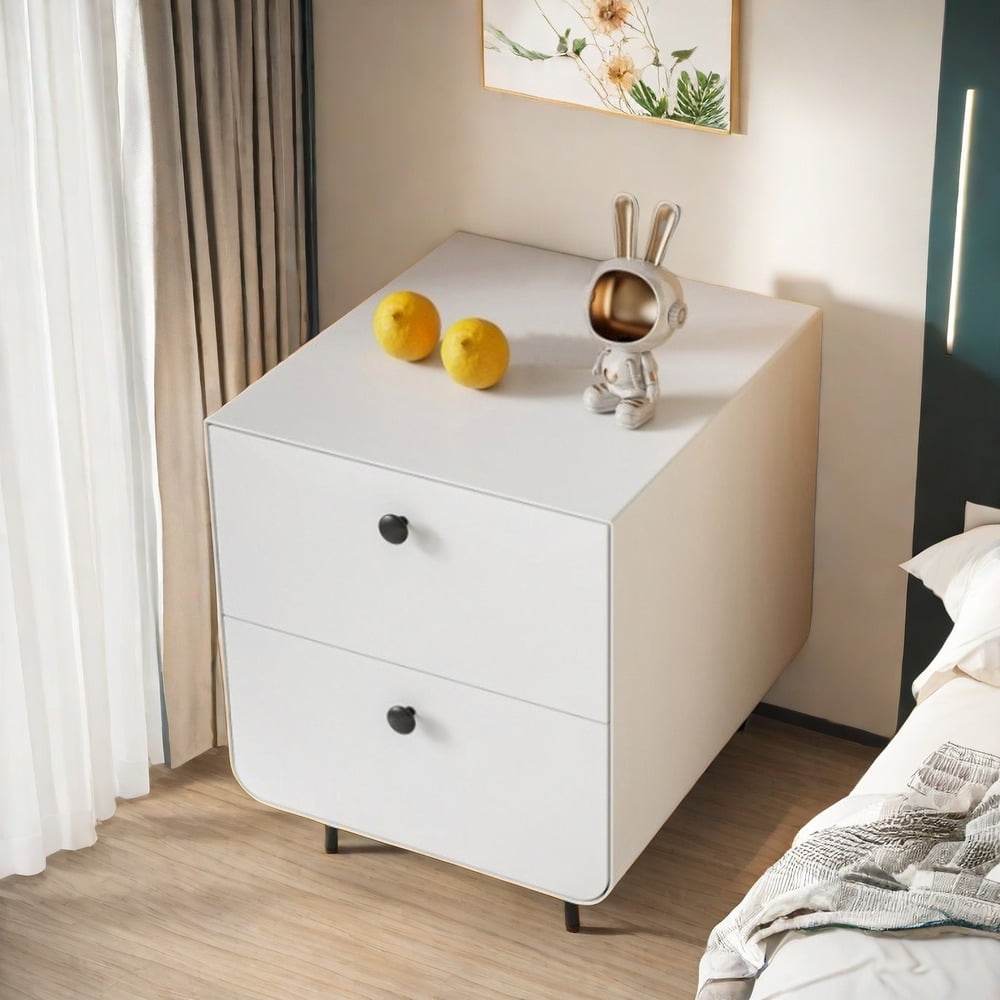 MIDODO Metal Nightstand, Modern Versatile Bedside Table with 2 Drawers ...