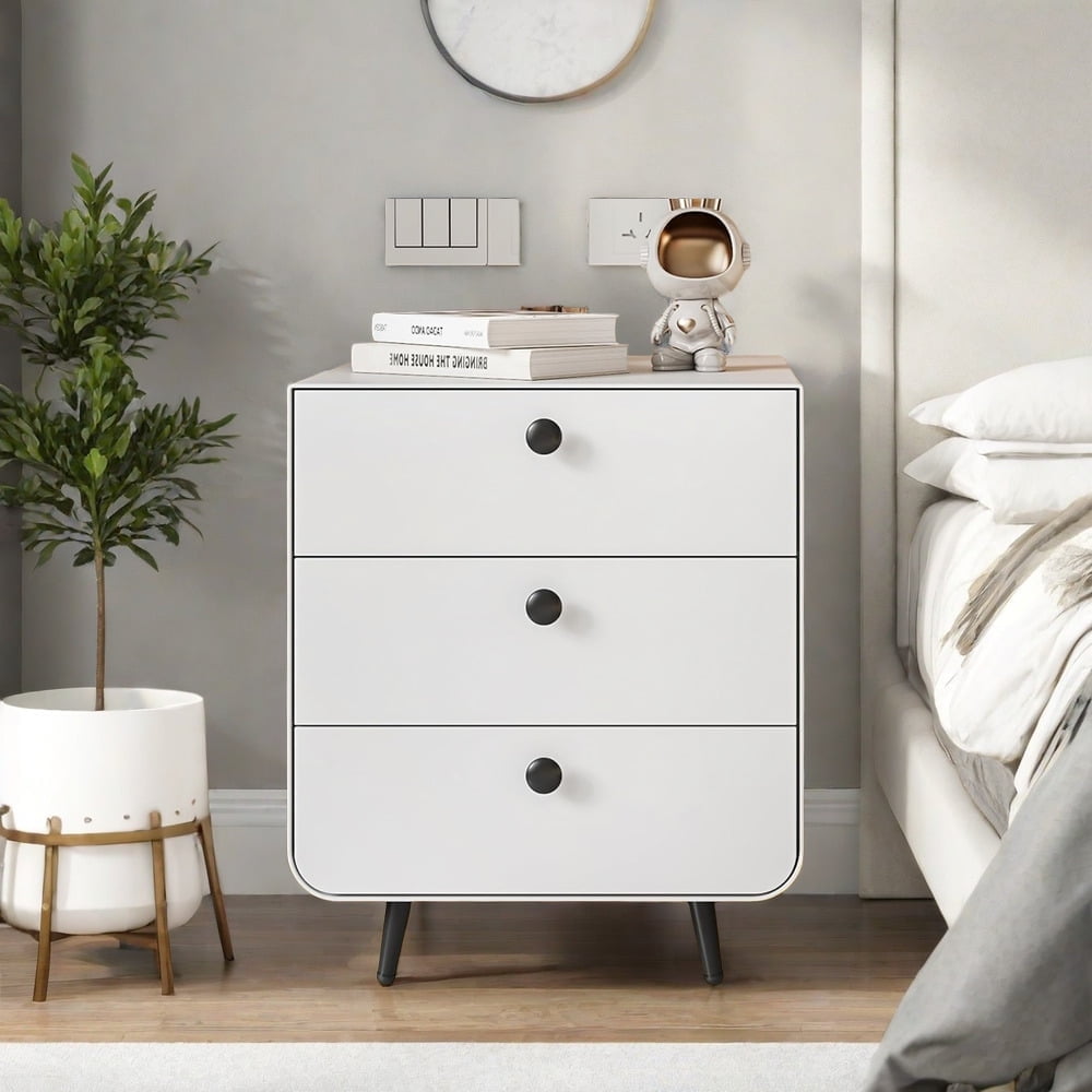 MIDODO Metal Nightstand, Modern Versatile Bedside Table with 2 Drawers ...