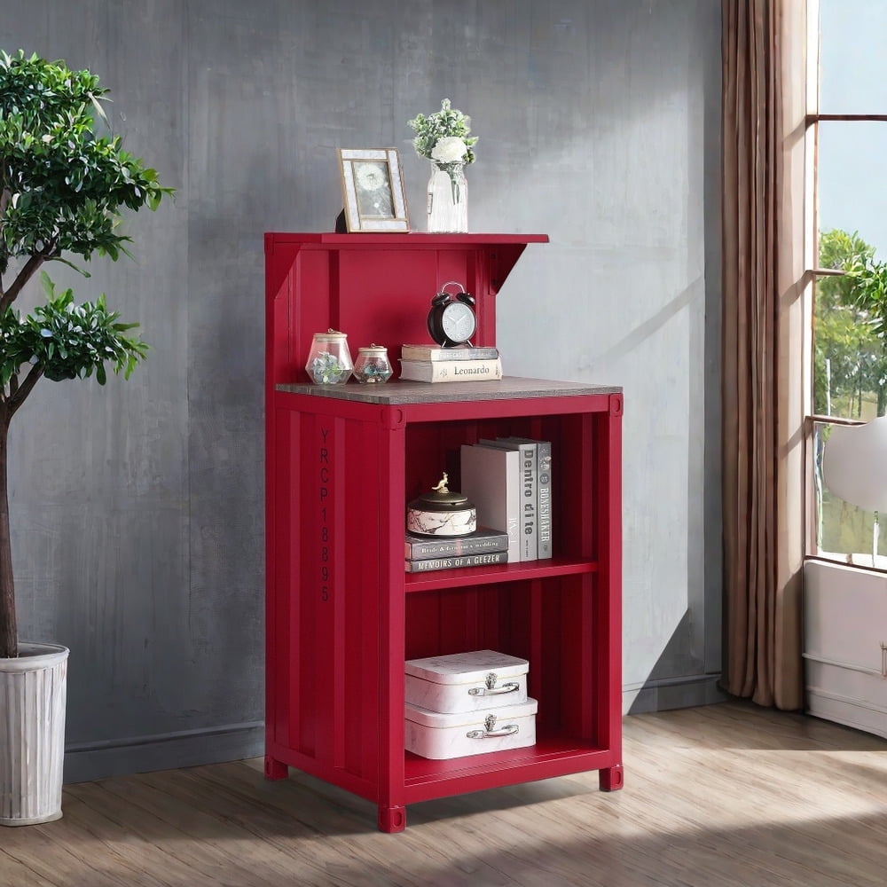 MIDODO Metal Reception Desk with 2 Compartments in Red Small Retail ...