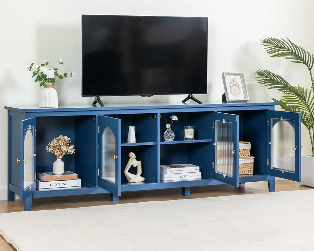 MIDODO TV Stand Console Table for TVs up to 70 Inches, Antique Solid ...