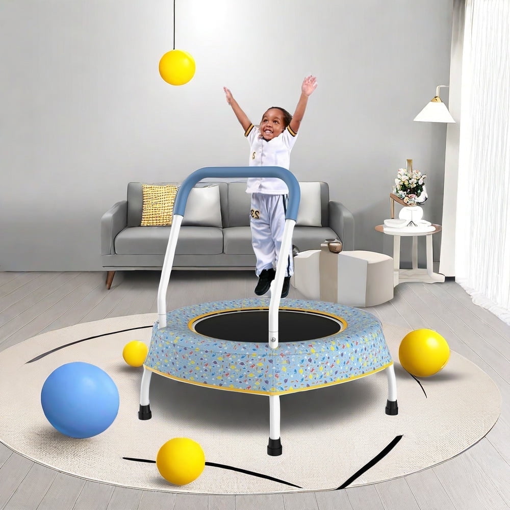 MIDODO Trampoline for Kids, 27.5 in Toddler Trampoline with Foam Handle ...