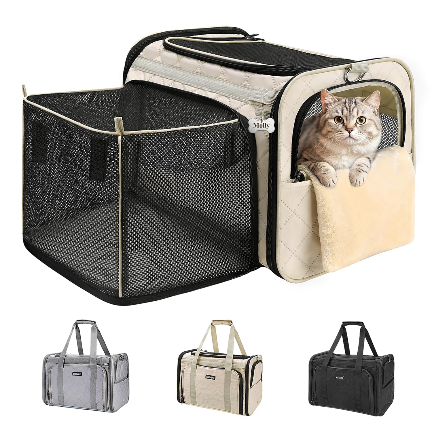 MIDOG Cat Carrier Soft for Small to Medium-Sized Cats,Up to 15 Lbs, TSA Airline Approved Soft ...