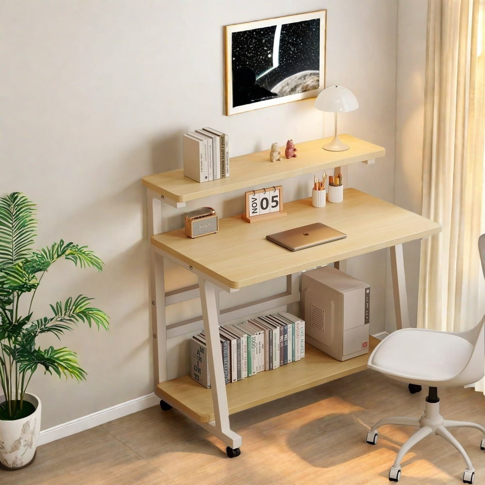 MIDOQIN 31.5 Inch Small Computer Desk for Small Space, Rolling Home ...