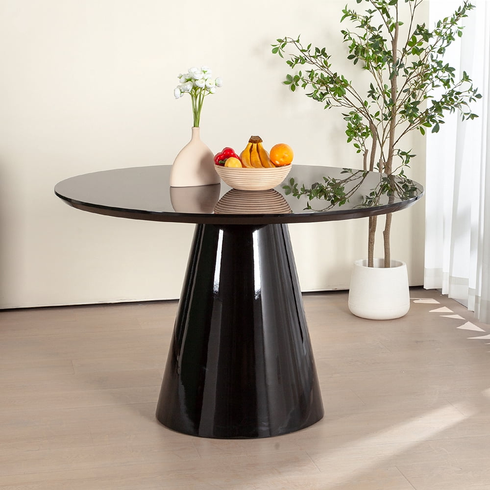 MIDOQIN 47'' Modern Round Dining Table for 4-8, Solid Wood Base Kitchen ...
