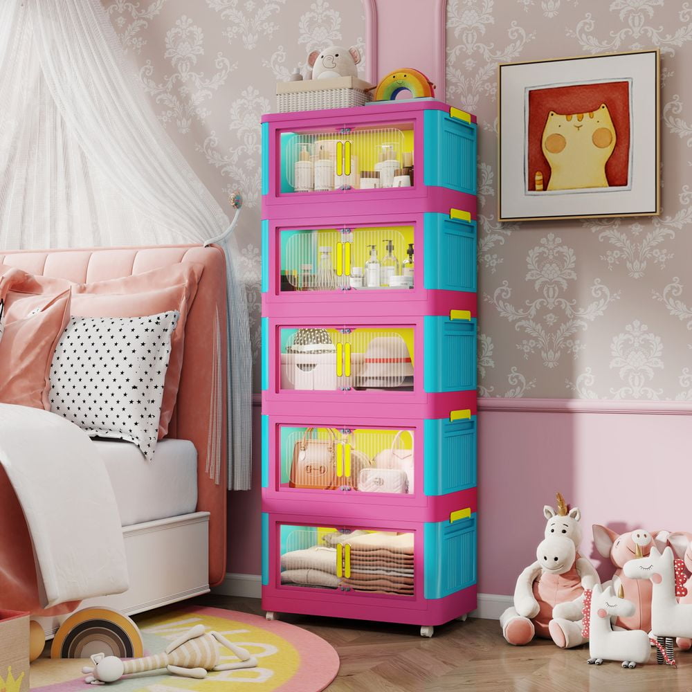 MIDOQIN 5 Tier Stackable Plastic Storage Bins, Collapsible Storage Bins ...