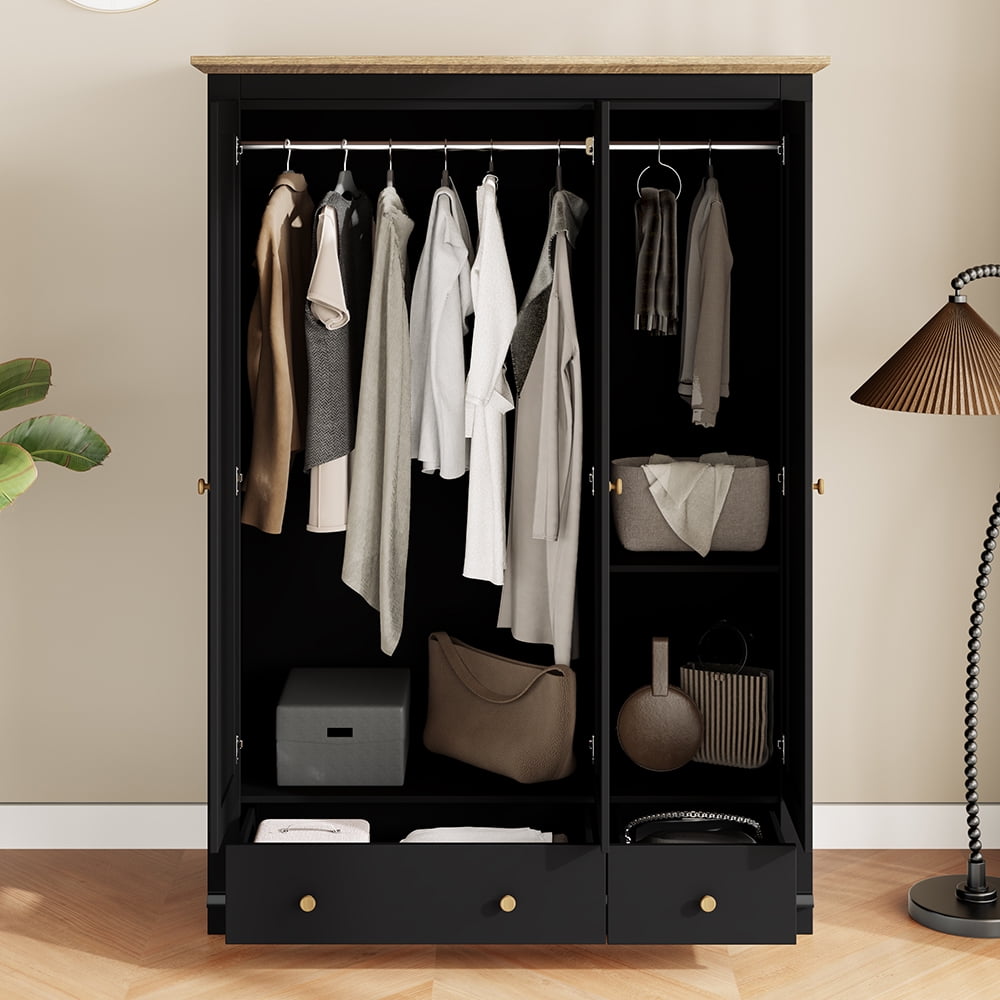 MIDOQIN Armoire Wardrobe Closet with 3 Doors, Boho Wardrobe Cabinet ...