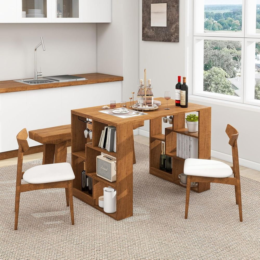 MIDOQIN Dining Table for 2 - 4 People, 41” Wooden Small Rectangle ...