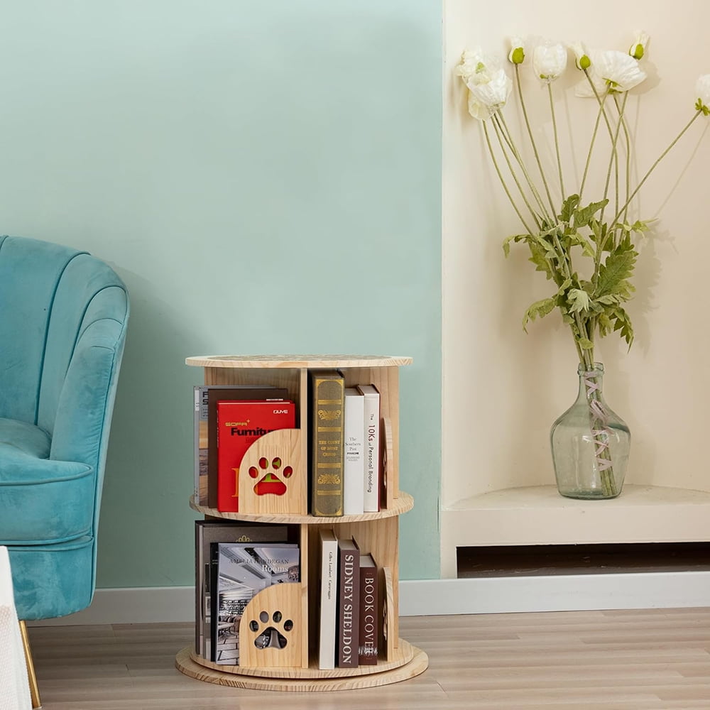 MIDOQIN Rotating Bookshelf Tower, 360° Corner Bookshelf for Small Space ...