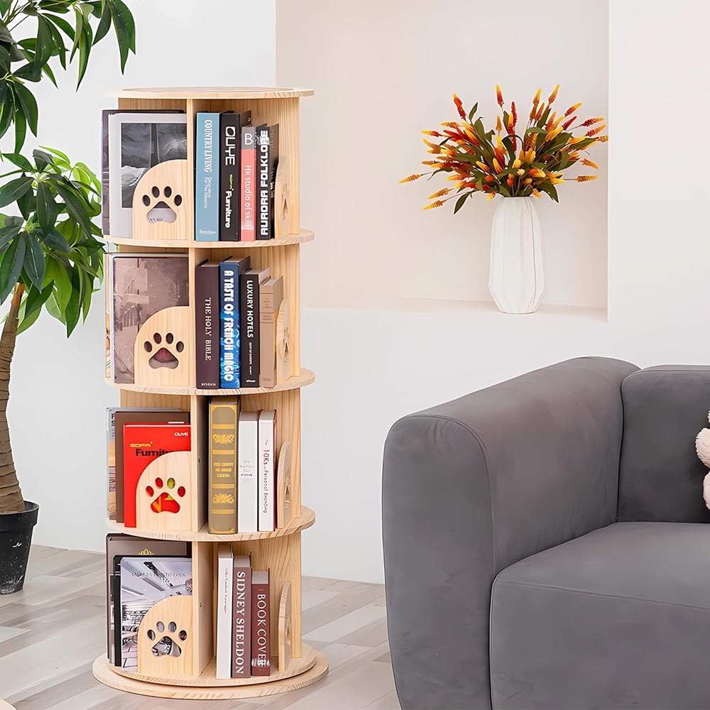 MIDOQIN Rotating Bookshelf Tower, 360° Corner Bookshelf for Small Space ...