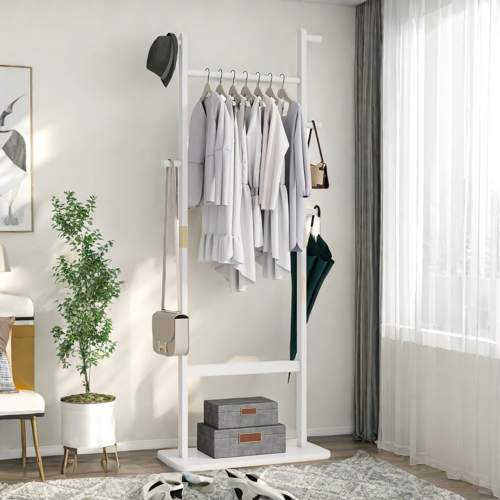 MIDOQIN Solid Wood Clothes Rack, 23.6 Inch Compact Garment Rack for ...