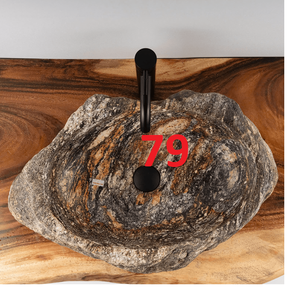 MIDUSO 100% Handcrafted Irregular River Stone Vessel Sink, Stone Vessel ...