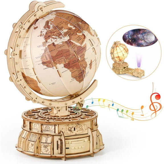 3D Wooden Puzzles The Planisphere Rotating World Globes Decor Lighting ...