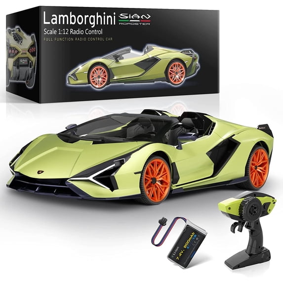 MIEBELY Lamborghini Si√°n Roadster RC Car, 1/12 Scale, Green - Walmart.com
