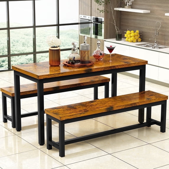 MIERES 2-Person Dining Table and Chair Set, Storage Table with High ...
