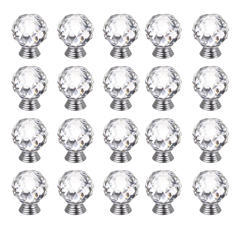 MIFAN 24x30mm Crystal Ball Glass Diamond Door Knobs with Screws ...