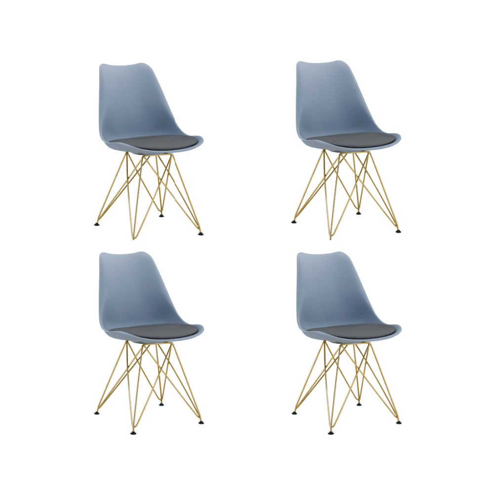 MIFI Beige Plastic Chairs Mid Century Back Dining Chair Set of 4 with ...