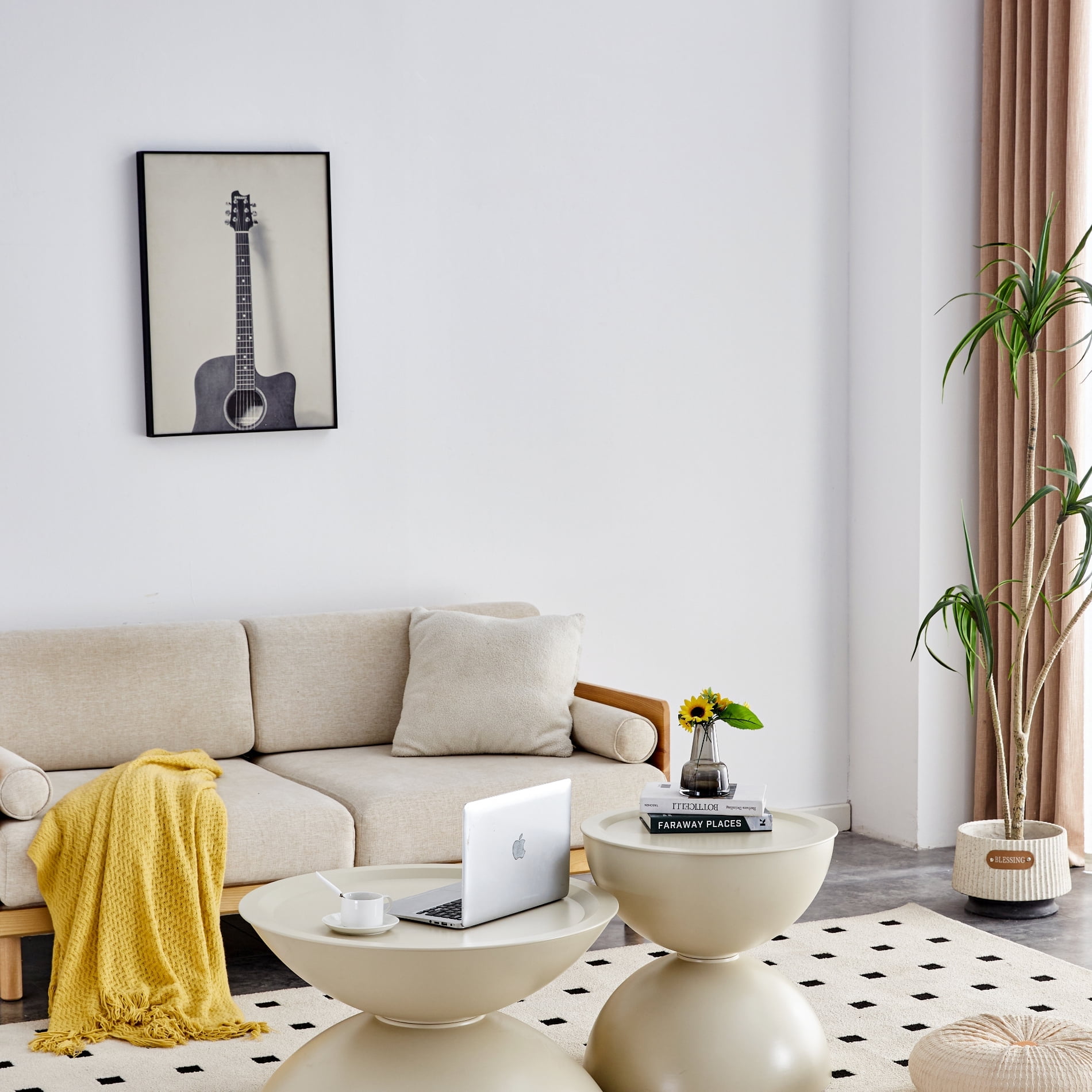 MIFI White Small Coffee Tables Set of 2 , Small Round Side Table for ...