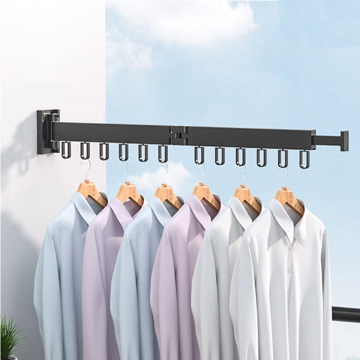 MIFXIN Clothes Drying Rack Foldable Wall Mounted Retractable Laundry ...