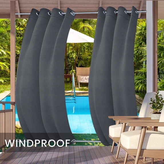 MIFXIN Waterproof Outdoor Curtains, Triple Weave Blackout Windproof ...