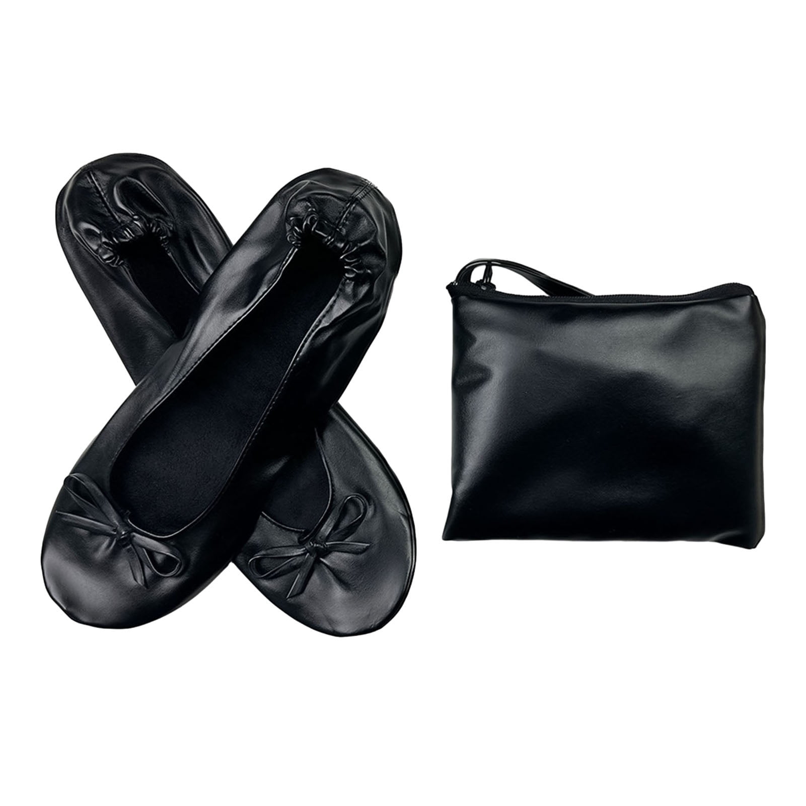 MIGAINO 1 Pair Foldable Ballet Shoes with Storage Bag Super Soft Wear ...