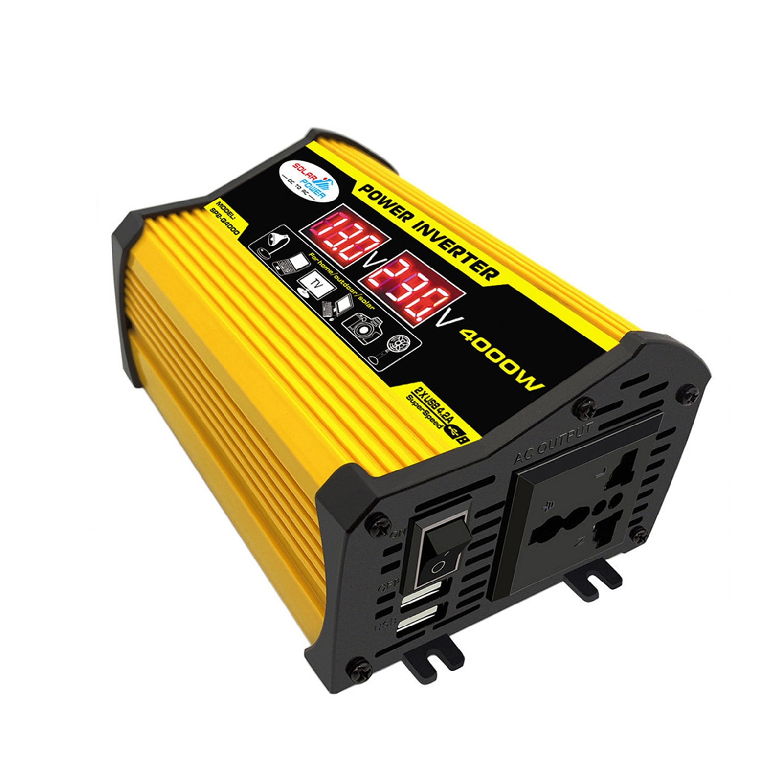 MIGAINO 1 Set 4000W Power Inverter Dual USB Ports LED Display DC 12V to ...