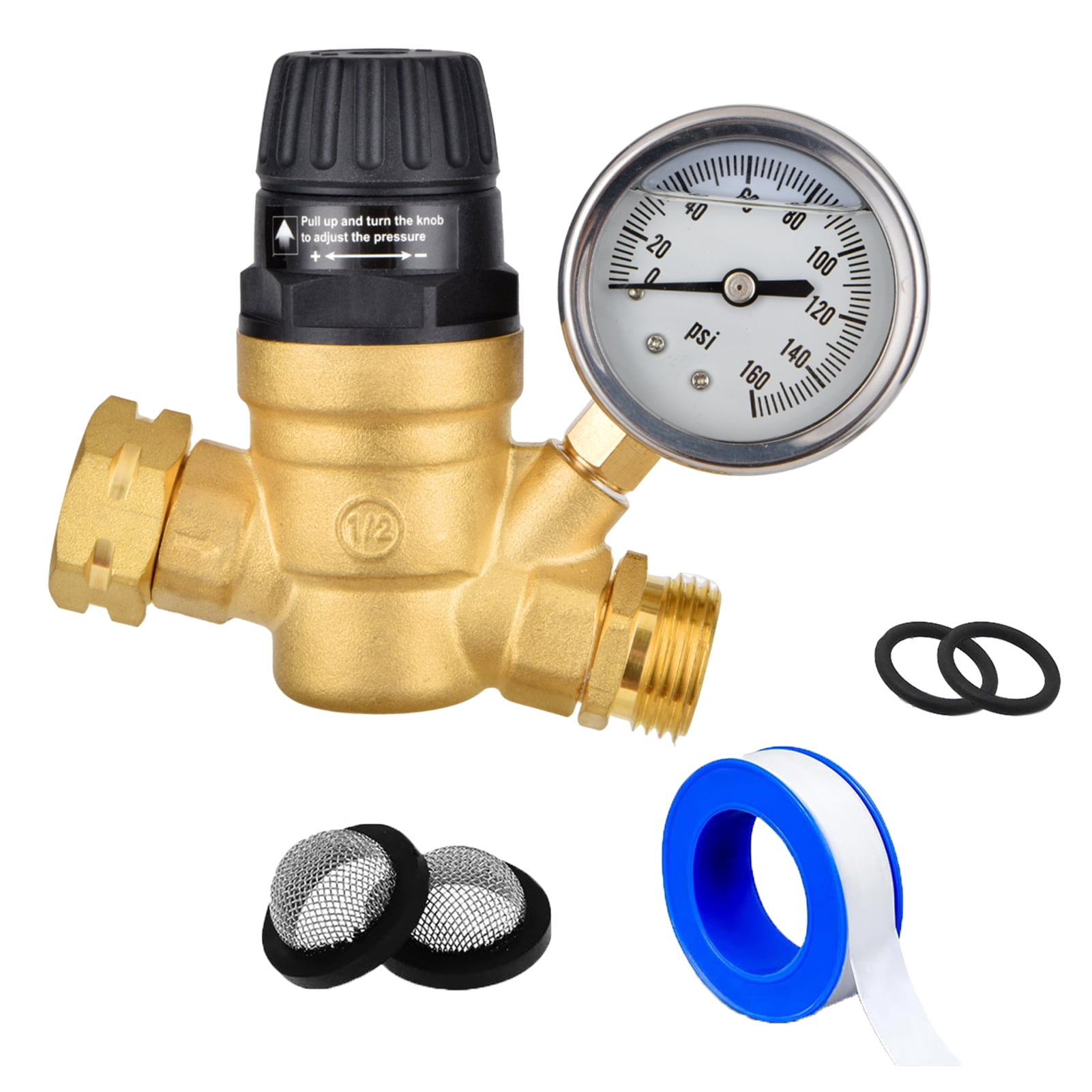 MIGAINO RV Water Pressure Regulator Brass Lead-Free Adjustable Simple ...