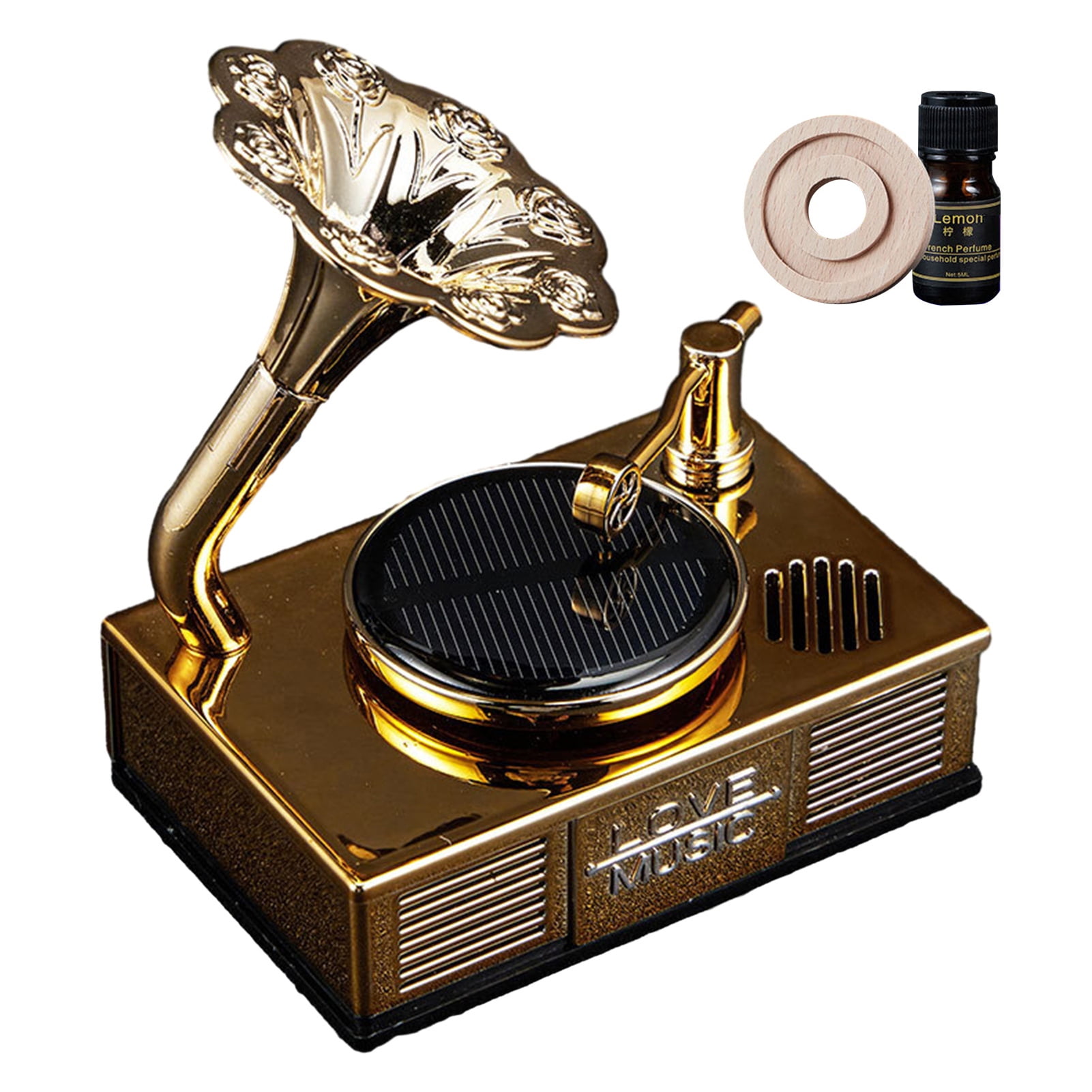 MIGAINO Solar Car Air Freshener Vintage Phonograph Record Player Long ...