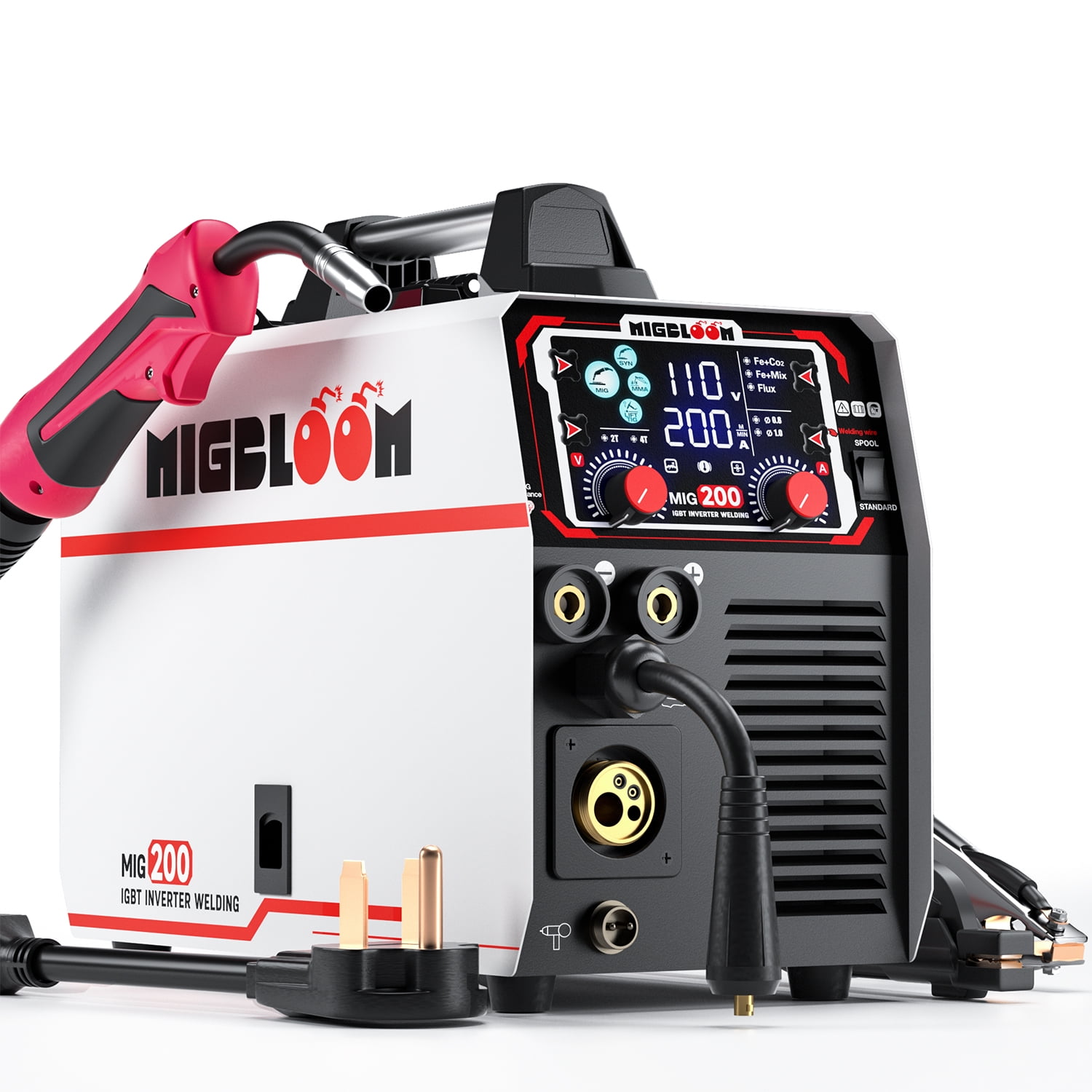 MIGBLOOM 6 in 1 MIG Welder Machine 200A Gas MIG/Gasless Flux Core/Stick ...