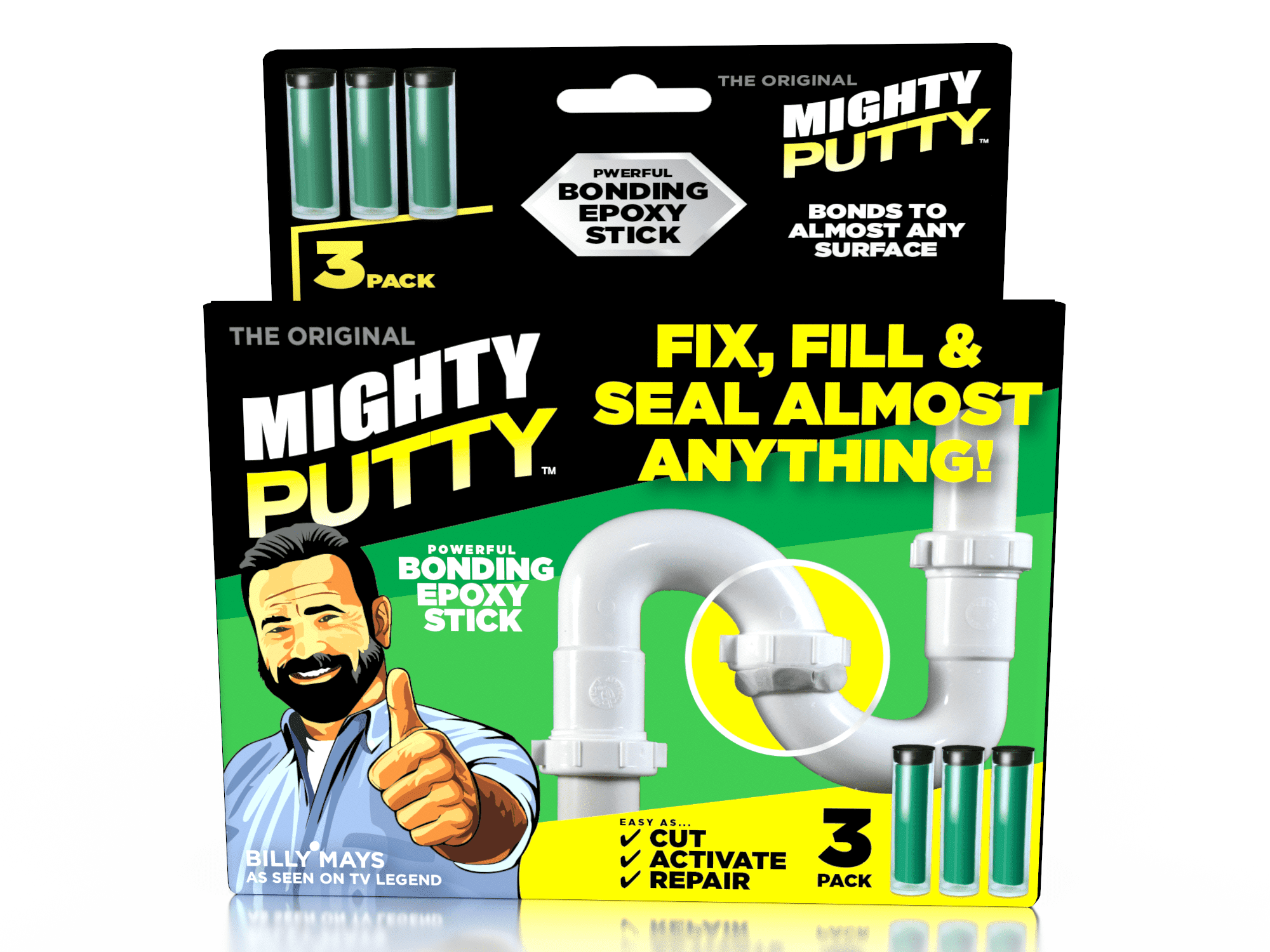 MIGHTY PUTTY™, Permanent Adhesive Epoxy Putty Sticks, All Purpose ...
