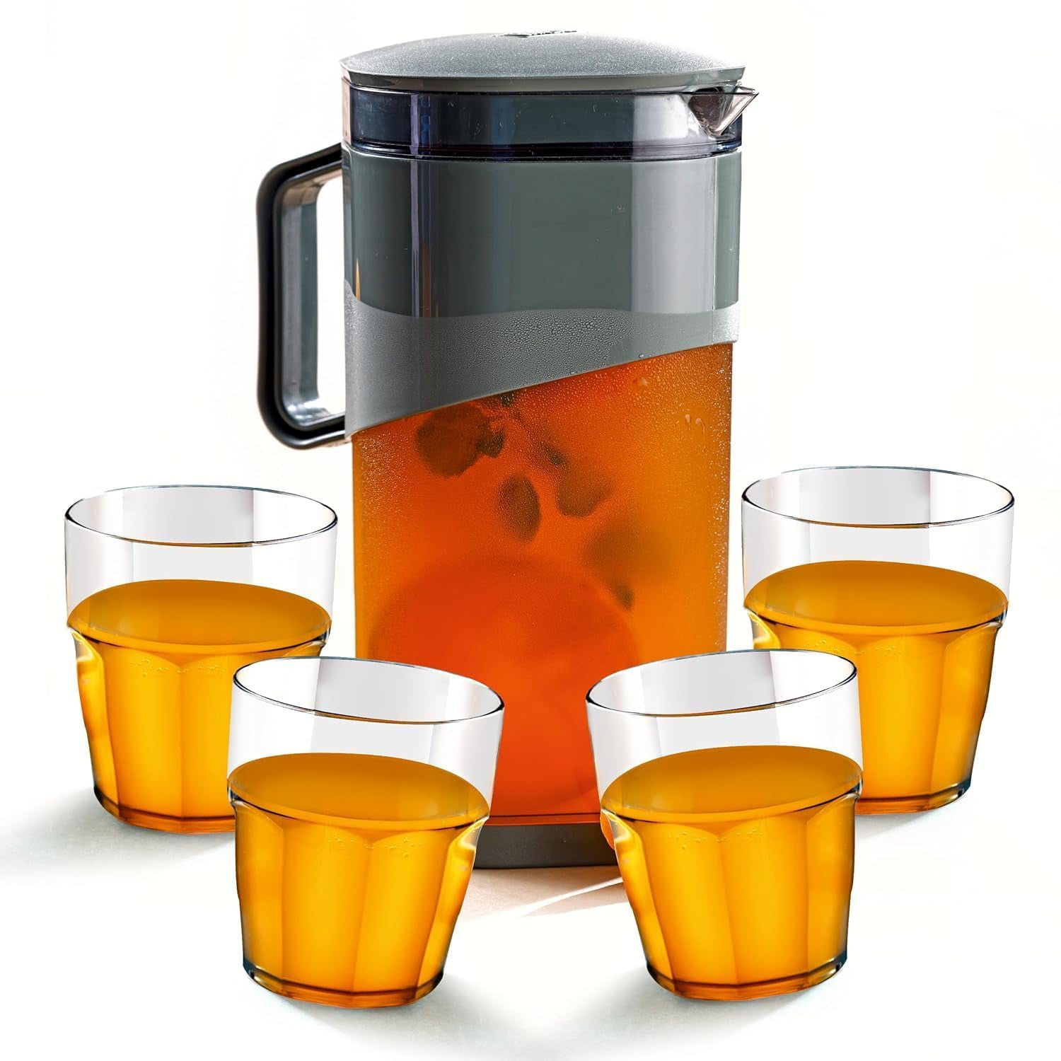 MIGORA 4 Water Glass and Jug Gift Set Transparent Highball Water Glass ...