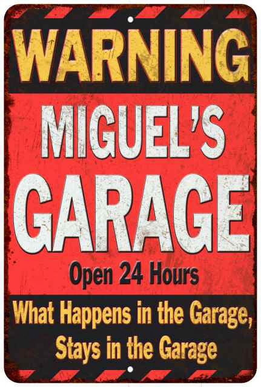 MIGUEL'S Garage Warning Man Cave Wall Decor 16 x 24 Matte Finish Metal ...