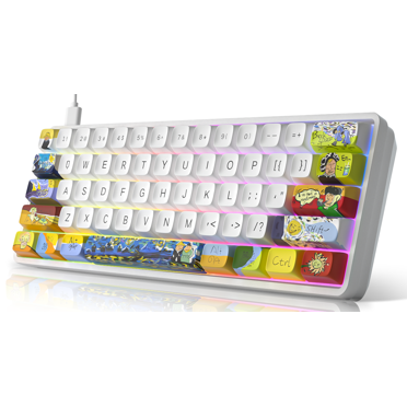 Snpurdiri Wired 60% Mechanical Gaming Keyboard, White LED Backlit Ultra ...