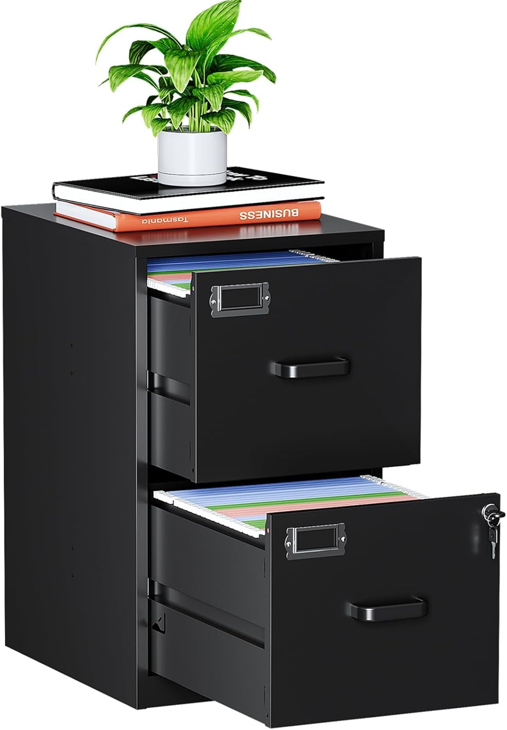 MIIIKO 2 Drawer Filing Cabinet with Lock, Metal Vertical File Cabinets ...