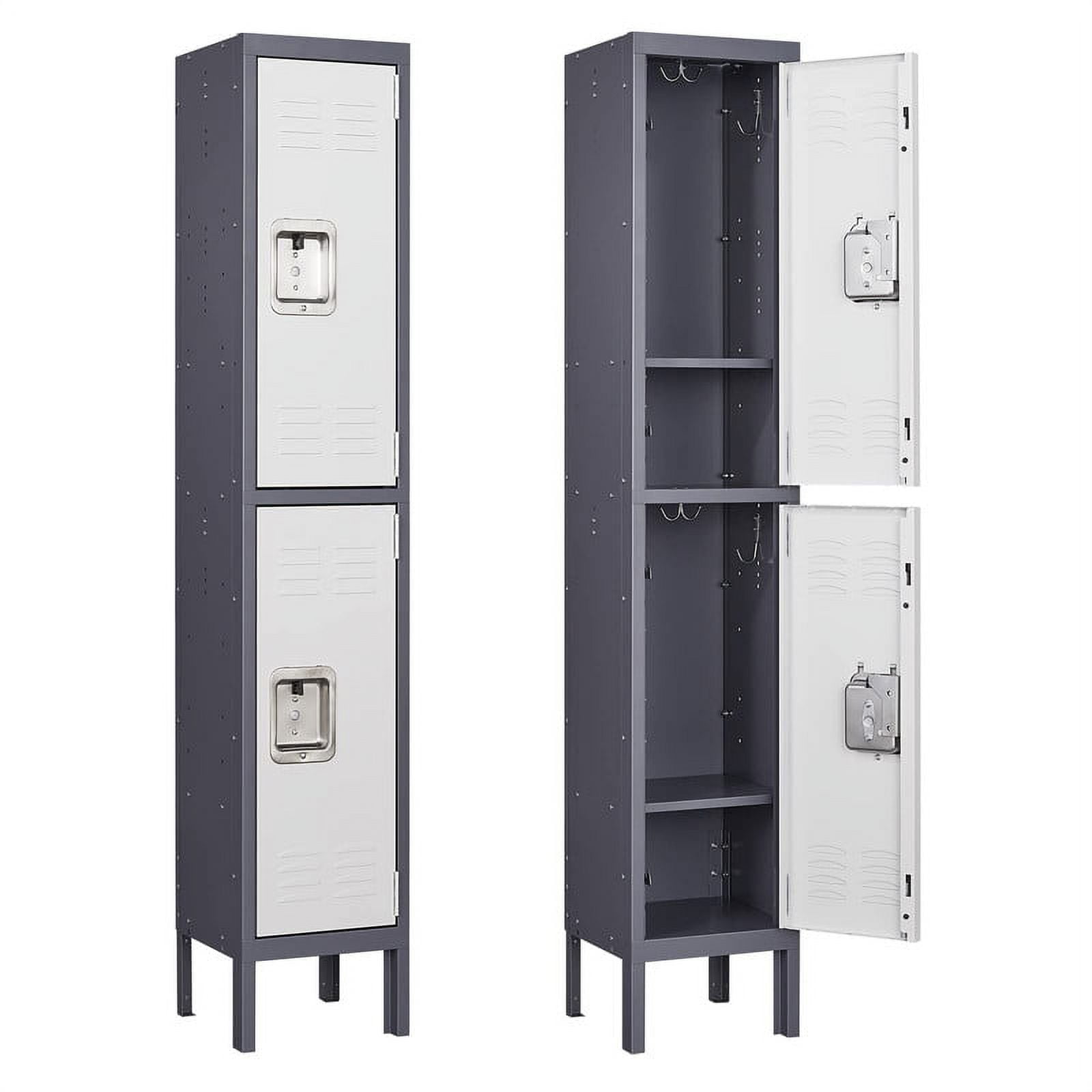 MIIIKO 2-Tier Metal Locker Steel Employees Lockers for Office, Metal ...