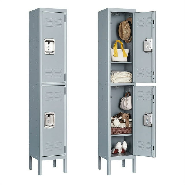MIIIKO 2-Tier Metal Locker Steel Employees Lockers for Office, Metal ...