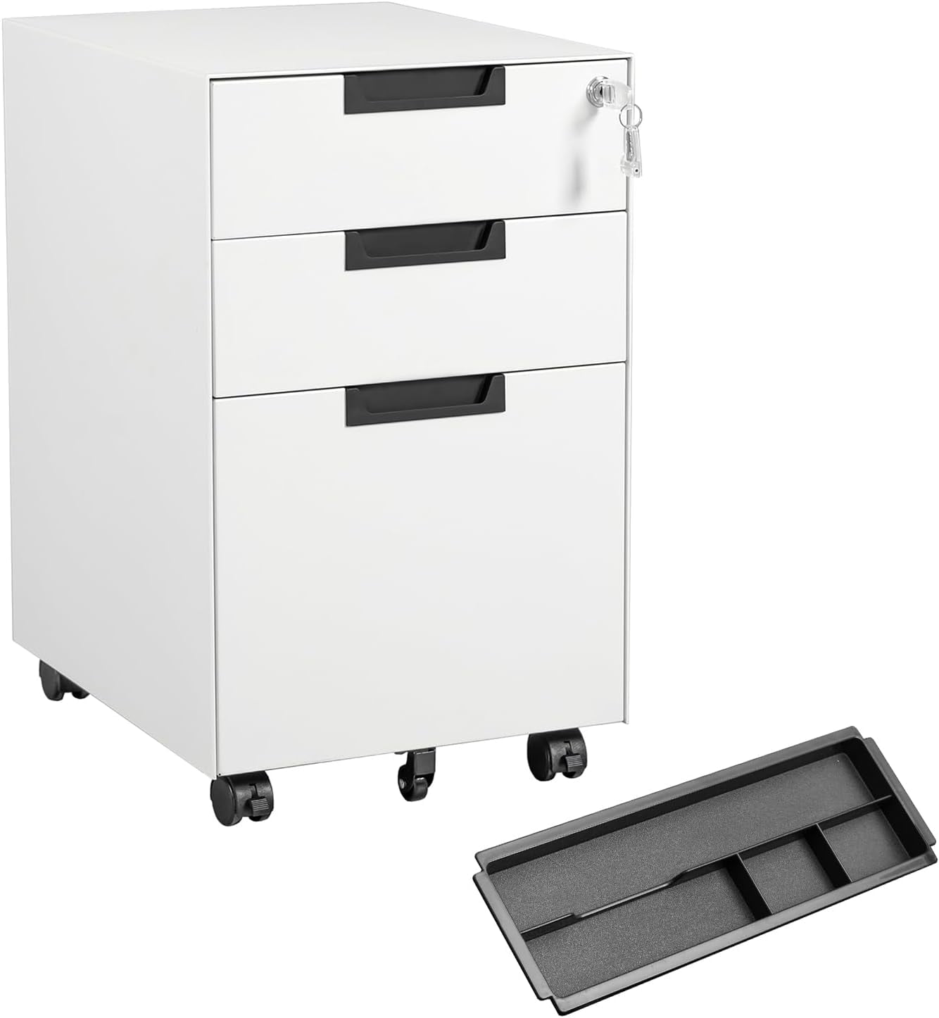 MIIIKO 3 Drawer Filing Cabinet with Lock, Metal Vertical File Cabinets ...