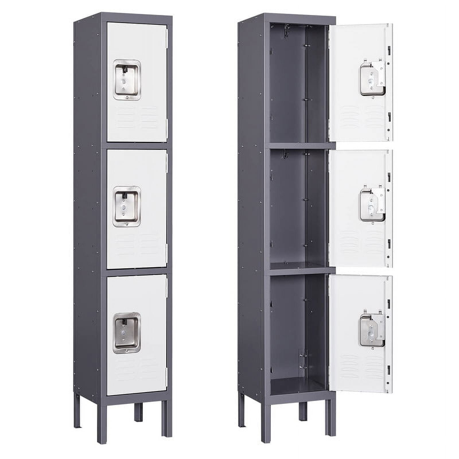 MIIIKO 3-Tier Metal Locker Steel Employees Lockers for Office, Metal ...