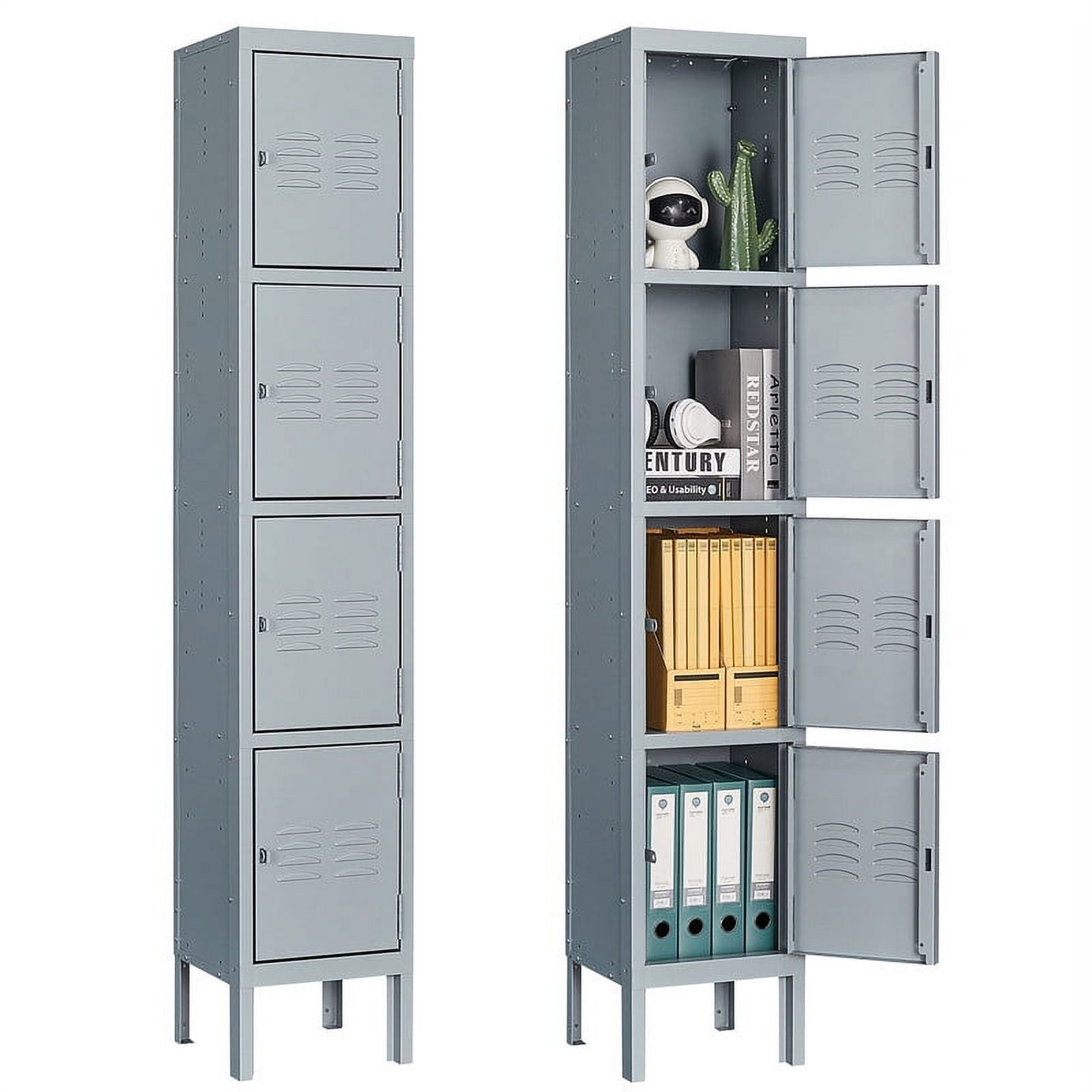 MIIIKO 4-Tier Metal Locker, Steel Storage Cabinet for Office, Home ...