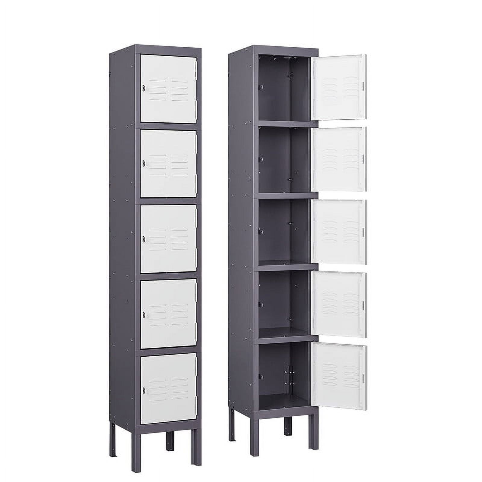 MIIIKO 5-Tier Metal Locker Steel Employees Lockers for Office, 5 Door ...