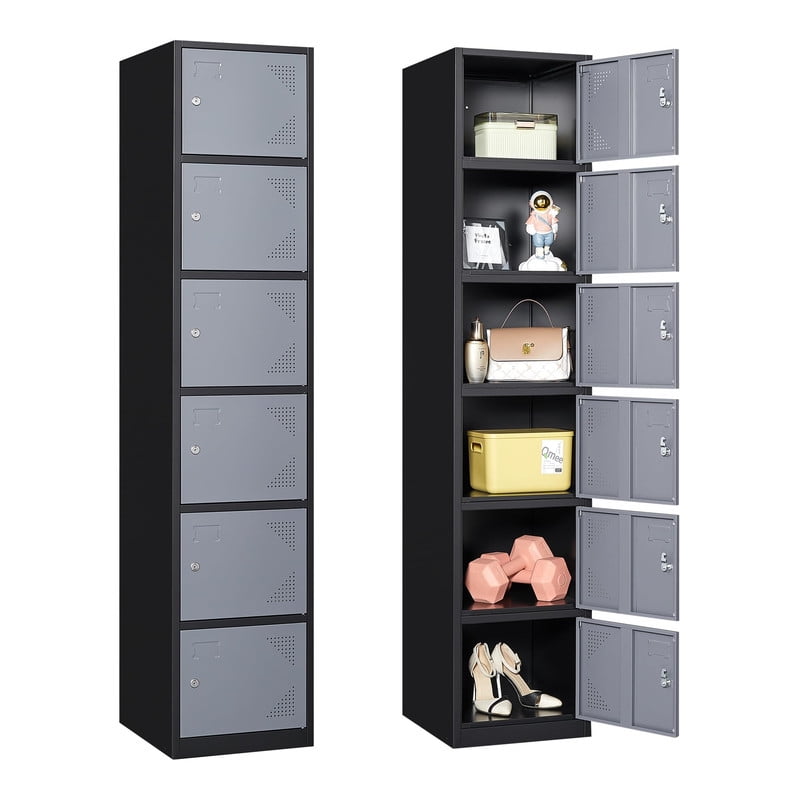 MIIIKO 71" Metal Locker Steel Storage Cabinet with 6 Doors for Office ...