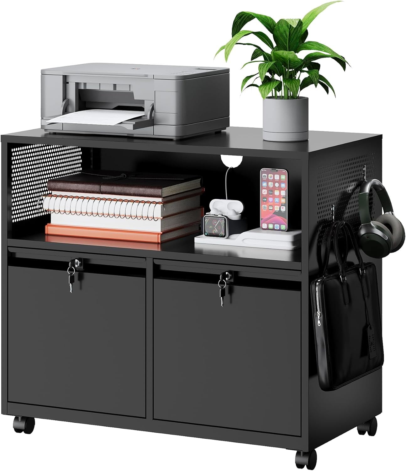 MIIIKO File Cabinet with Storage 2 Drawers, Rolling File Cabinet for ...