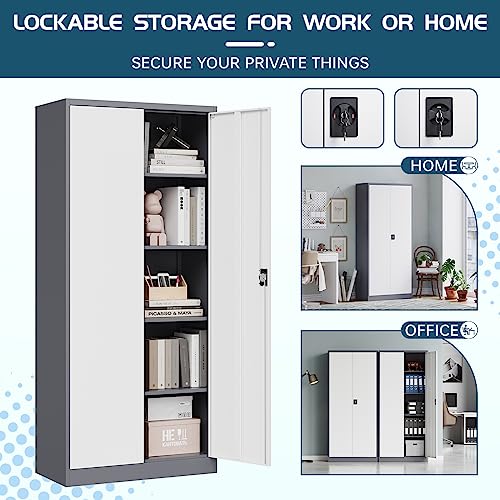 MIIIKO Home Office Storage Cabinet with Shelves and Doors, Metal ...