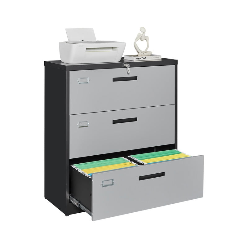 MIIIKO Lateral File Cabinet with Lock, Locking Office Filing Cabinets ...
