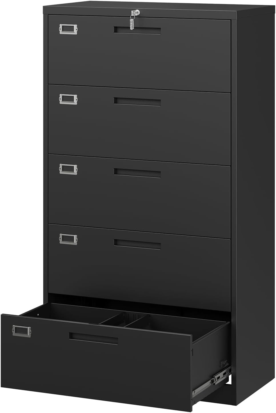 MIIIKO Lateral File Cabinet with Lock, 5 Drawer Metal File Cabinets 35. ...