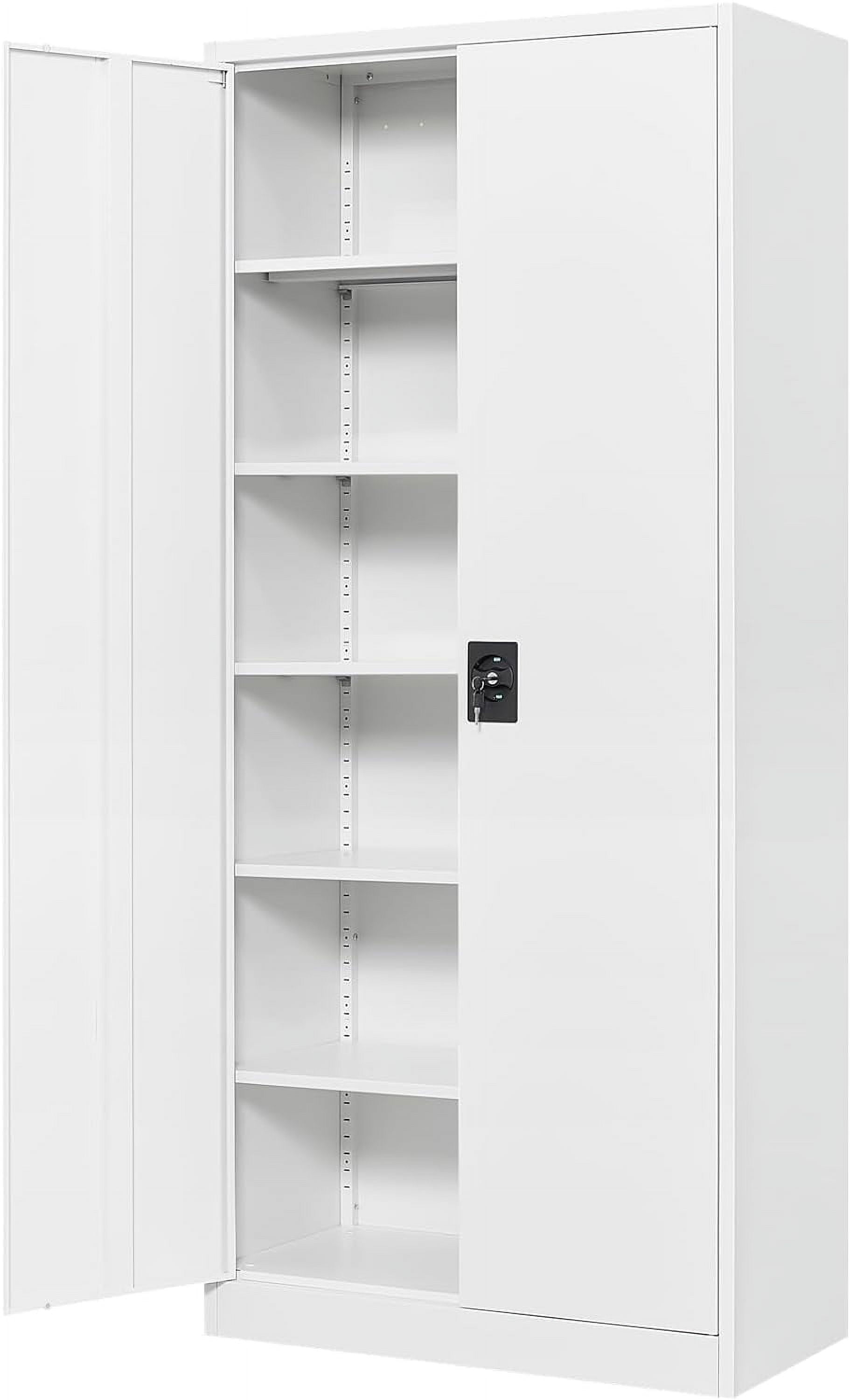 MIIIKO Lockable Storage Cabinet, Small Metal Garage Cabinet with Doors ...