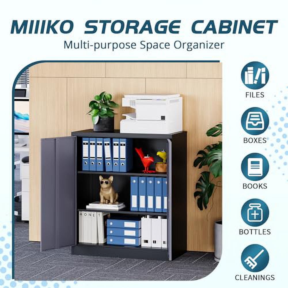 MIIIKO Lockable Storage Cabinet, Small Metal Garage Cabinet with Doors ...